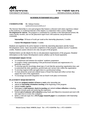 Fillable Online SUMMER INTERNSHIP SYLLABUS Fax Email Print - pdfFiller