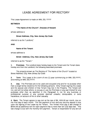 LEASE AGREEMENT FOR RECTORY Doc Template | pdfFiller