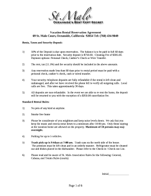 Vacation Rental Reservation Agreement Doc Template | pdfFiller