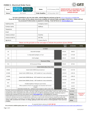 Fillable Online FORM 3 - Electrical Order Form Fax Email Print - pdfFiller