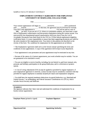 SAMPLE FACULTY HOURLY CONTRACT Doc Template | pdfFiller