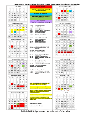 Fillable Online Mountain Brook Schools 2018 -2019 Approved Academic ...