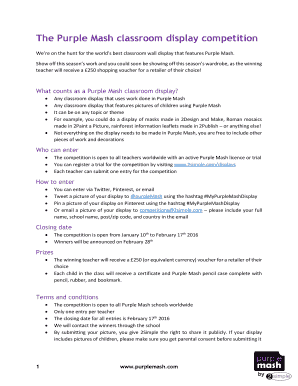 Fillable Online The Purple Mash classroom display competition Fax Email ...