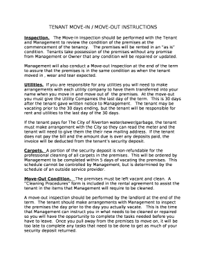 TENANT MOVE-IN / MOVE-OUT INSTRUCTIONS Doc Template | pdfFiller