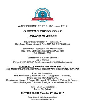 Fillable Online FLOWER SHOW SCHEDULE Fax Email Print - pdfFiller