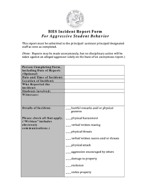 Fillable Online BHS Incident Report Form Fax Email Print - pdfFiller