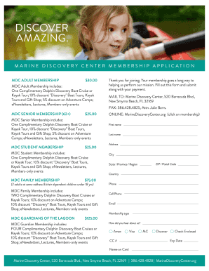 Fillable Online MARINE DISCOVERY CENTER MEMBERSHIP APPLICATION Fax ...