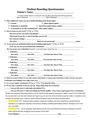 Fillable Online Medical Boarding Questionnaire Fax Email Print - pdfFiller
