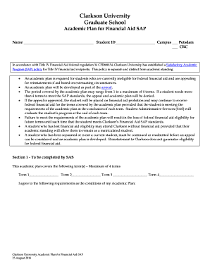Fillable Online Academic Plan for Financial Aid SAP Fax Email Print ...