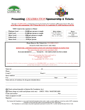 Fillable Online Presenting CELEBRATION Sponsorship & Tickets Fax Email ...