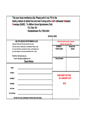 Fillable Online This your dues remittance slip Fax Email Print - pdfFiller