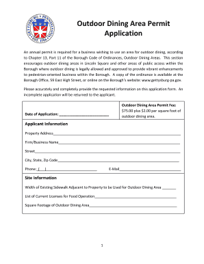 Fillable Online Outdoor Dining Area Permit Fax Email Print - pdfFiller