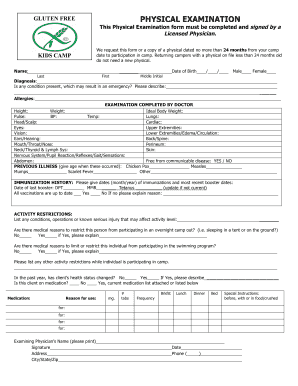 Fillable Online This Physical Examination form must be completed and ...