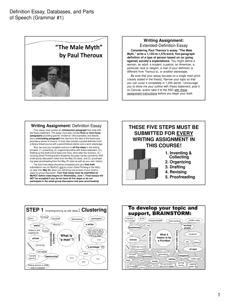 Fillable Online Definition Essay, Databases, and Parts Fax Email Print ...