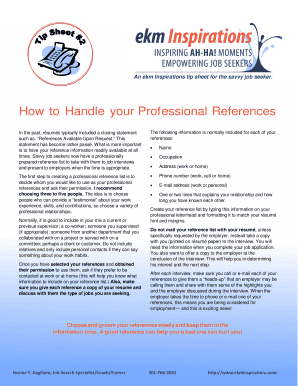 Fillable Online An ekm Inspirations tip sheet for the savvy job seeker ...