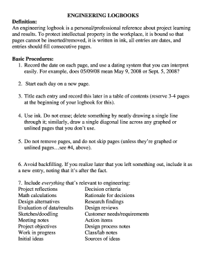 Fillable Online An engineering logbook is a personal/professional ...
