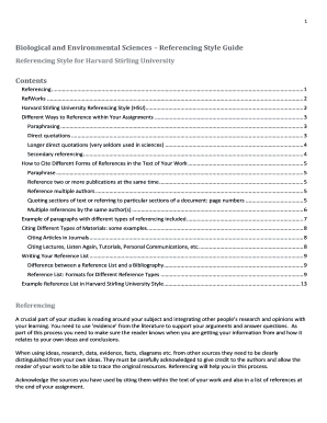Fillable Online Biological and Environmental Sciences Referencing Style ...