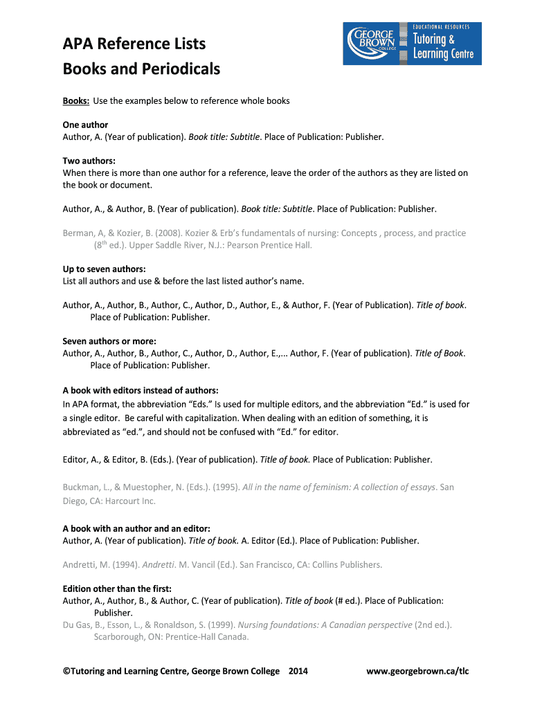 Fillable Online APA Reference Lists Fax Email Print - pdfFiller