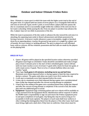 Fillable Online Outdoor and Indoor Ultimate Frisbee Rules Fax Email ...