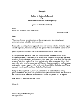 Fillable Online Letter of Acknowledgment Fax Email Print - pdfFiller
