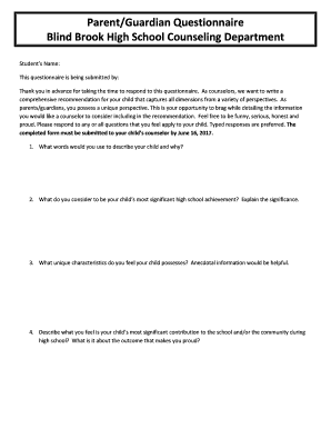 Fillable Online Parent/Guardian Questionnaire Fax Email Print - pdfFiller
