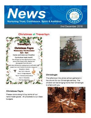 Fillable Online Christmas at Treverbyn Fax Email Print - pdfFiller