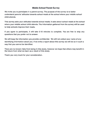 Fillable Online Middle School Parent Survey Fax Email Print - pdfFiller