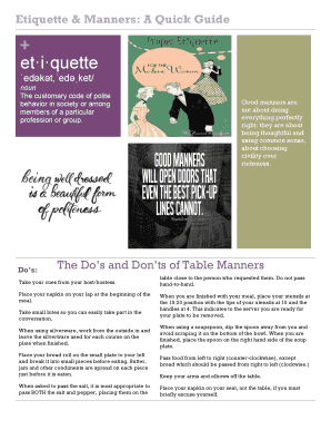 Fillable Online Etiquette & Manners: A Quick Guide Fax Email Print ...