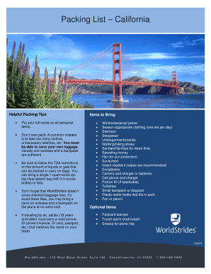Fillable Online Packing List California Fax Email Print - pdfFiller