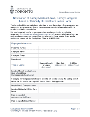 Fillable Online Notification of Family Medical Leave, Family Caregiver ...