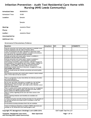 Fillable Online Infection Prevention - Audit Tool Residential Care Home ...