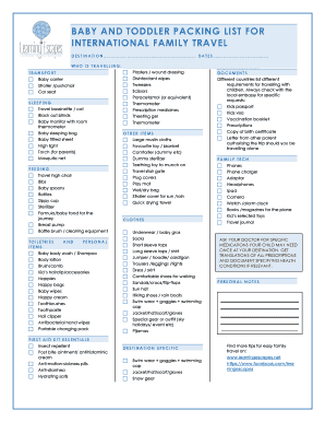 Fillable Online BABY AND TODDLER PACKING LIST FOR Fax Email Print ...