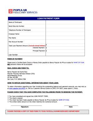 Fillable Online LOAN PAYMENT FORM Fax Email Print - pdfFiller
