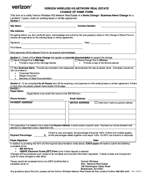 Fillable Online VERIZON WIRELESS HQ NETWORK REAL ESTATE Fax Email Print ...