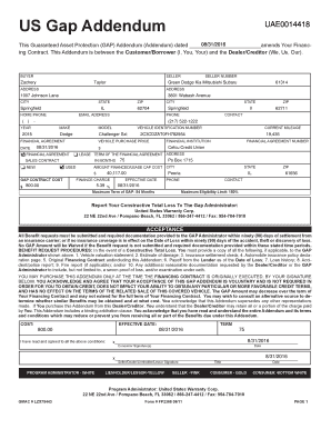 Fillable Online US Gap Addendum Fax Email Print - pdfFiller