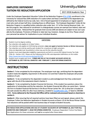 Fillable Online TUITION FEE REDUCTION APPLICATION Fax Email Print ...