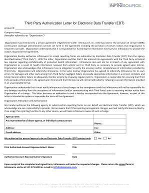 Fillable Online Third Party Authorization Letter for Electronic Data Transfer (EDT) Fax Email ...