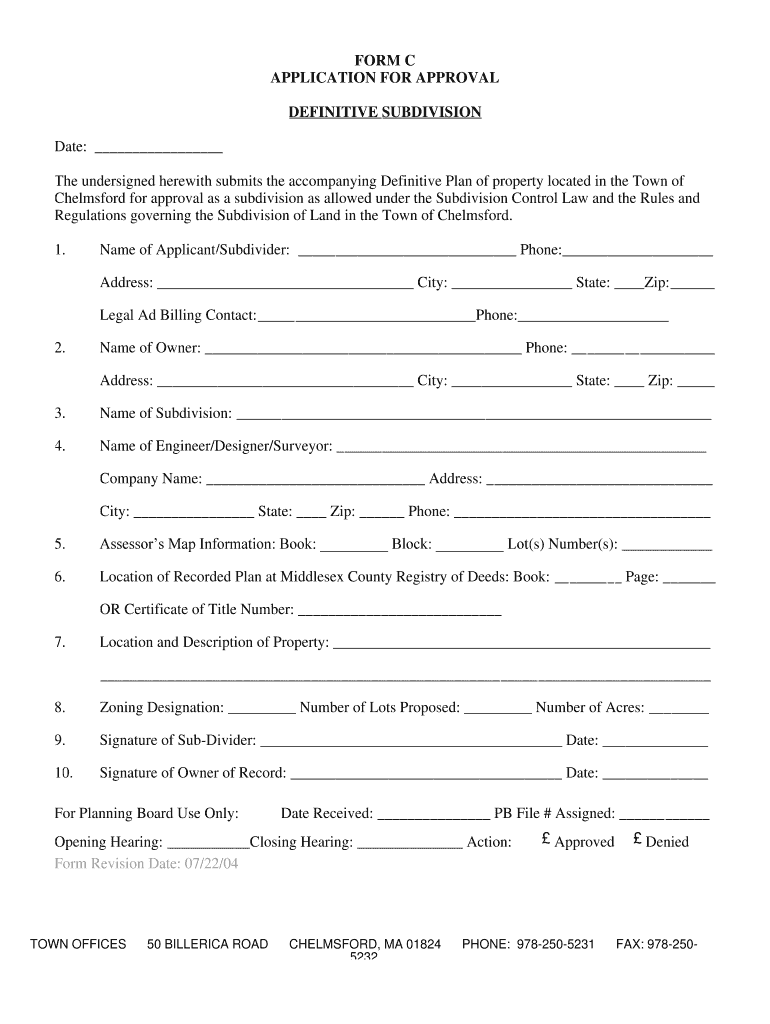 Fillable Online DEFINITIVE SUBDIVISION Fax Email Print - pdfFiller