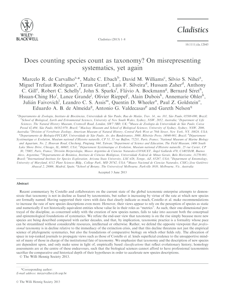 Fillable Online Does counting species count as taxonomy Fax Email Print - pdfFiller