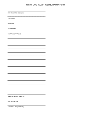 Fillable Online CREDIT CARD RECEIPT RECONCILIATION FORM Fax Email Print ...