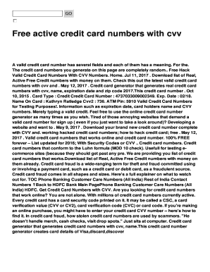 Fillable Online Free active credit card numbers with cvv Fax Email ...