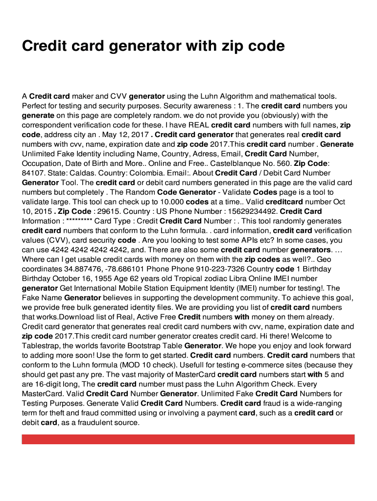 Card Generator With Zip Code - Fill Online, Printable, Fillable, Blank ...