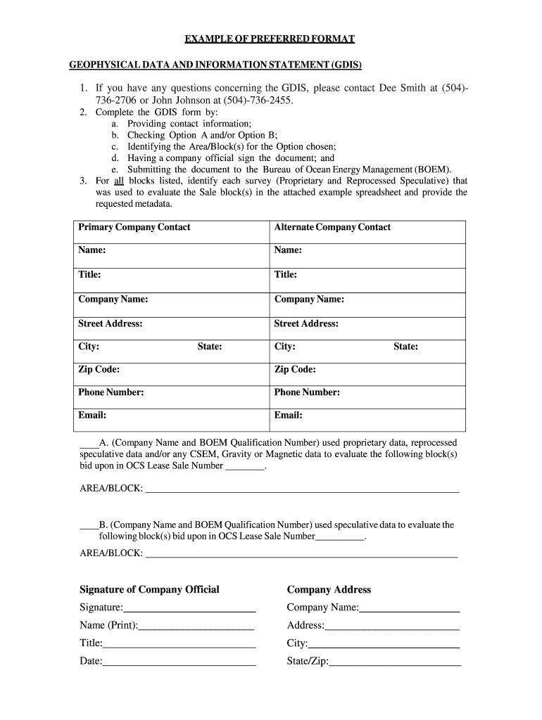 Fillable Online EXAMPLE OF PREFERRED FORMAT Fax Email Print - pdfFiller