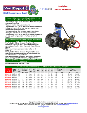 Fillable Online 60 HZ Direct Drive Mist Pump Fax Email Print - pdfFiller