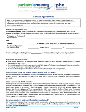 Fillable Online NOTE: A Service Agreement is a document for the ...