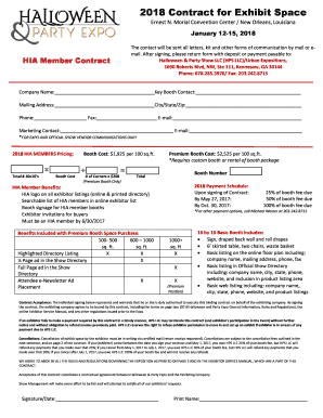 Fillable Online 2018 Contract for Exhibit Space Fax Email Print - pdfFiller