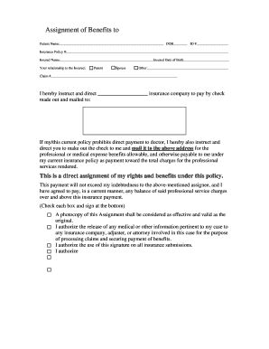 Fillable Online Assignment of Benefits to Fax Email Print - pdfFiller