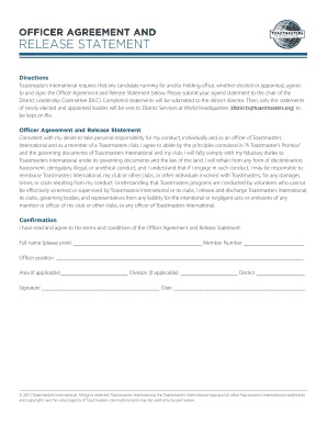 Fillable Online OFFICER AGREEMENT AND Fax Email Print - pdfFiller