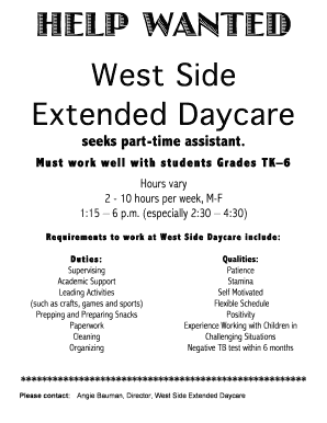 Fillable Online Extended Daycare Fax Email Print - pdfFiller