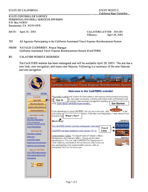 Fillable Online sco ca CALATERS LETTER #03-003 Fax Email Print - pdfFiller